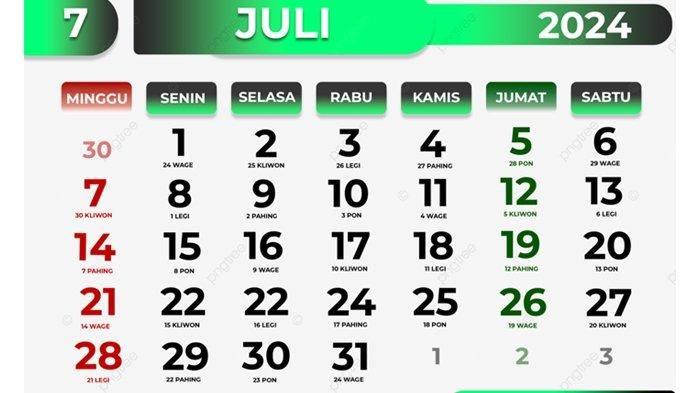 Hari Libur pada Bulan Juli 2024, Simak Tanggal Merahnya - Surya.co.id