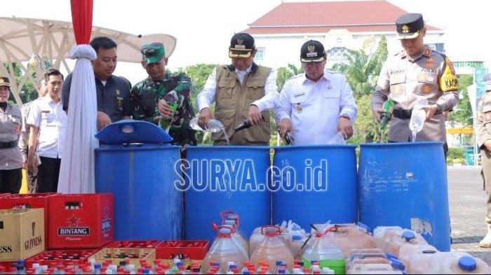 Ribuan Liter Miras dan Ratusan Knalpot Brong Hasil Operasi Pekat Dimusnahkan di Kabupaten ...