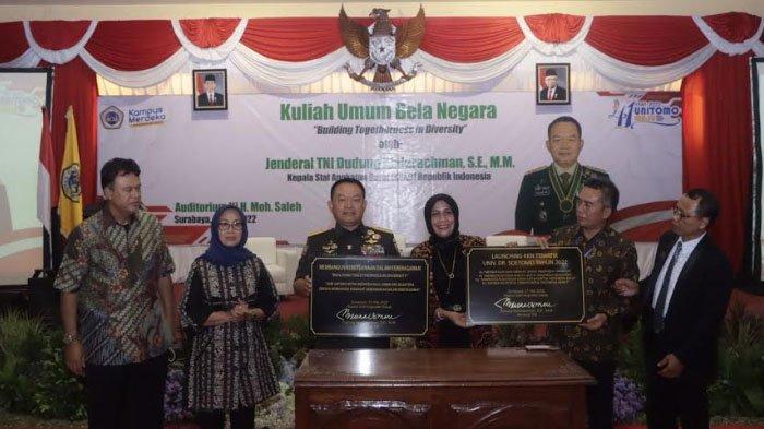 KSAD Beri Kuliah Umum Bela Negara di Kampus Unitomo Surabaya - Surya.co.id