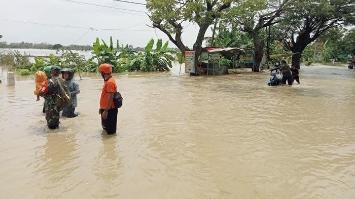 Diguyur Hujan Deras, Tujuh Desa dan Lahan Pertanian di Gresik Terendam Banjir Luapan Kali Lamong ...