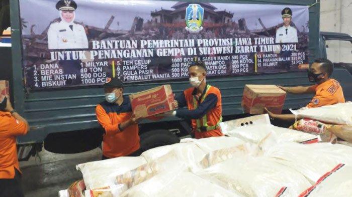 Jatim Kirim Bantuan 20 Ton Beras dan Rp 2 Miliar untuk Korban Gempa Sulbar-Kalsel lewat Jalur ...