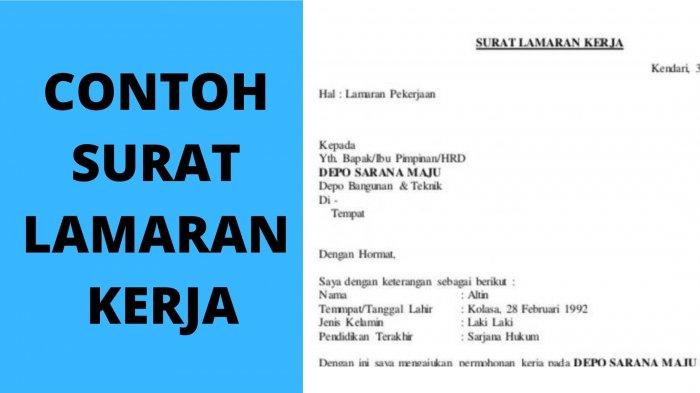 Contoh Surat Lamaran Kerja Bahasa Indonesia Sesuai Template yang Benar ...