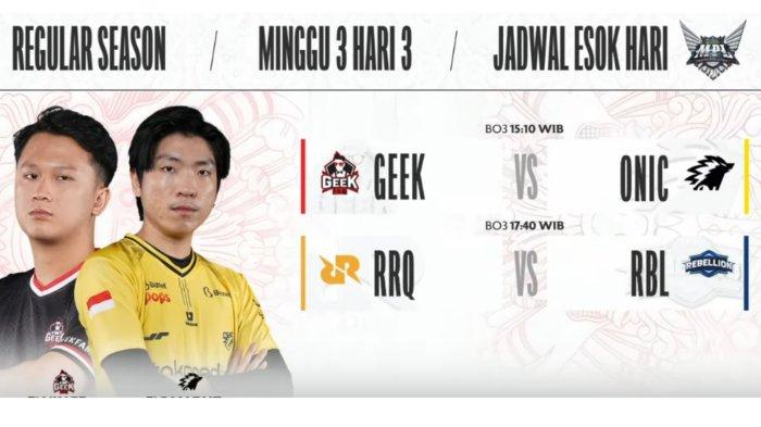 Jadwal MPL Season 9 Week 3 Hari Ini: RRQ Hoshi Lawan Rebellion, Onic Ladeni Geek Fam - Surya.co.id