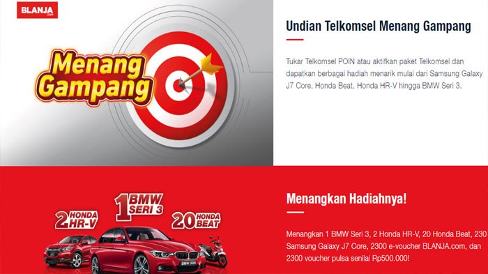 Pemenang Undian Telkomsel Menang Gampang Periode 2 Diumumkan. Honda HR ...