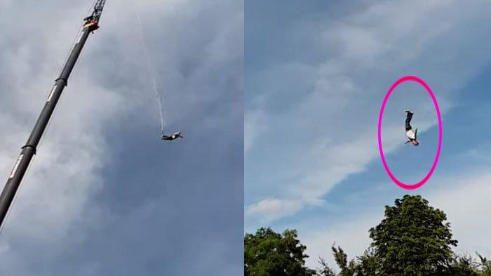 VIDEO Detik-Detik Tali Bungee Jumping Putus, Pria Terjun Bebas dari ...
