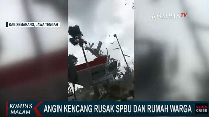Viral di Twitter, Angin Puting Beliung Terbangkan Atap SPBU di Ambarawa ...