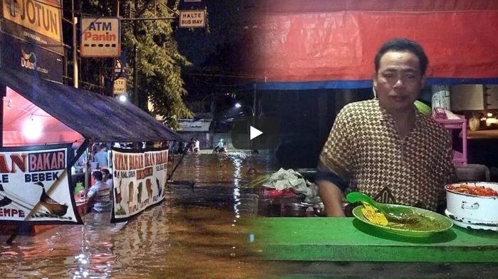 Bukan Editan, Warung Pecel Lele ini Tetap Buka Meski Terendam Banjir, Pemiliknya Terkejut Karena ...