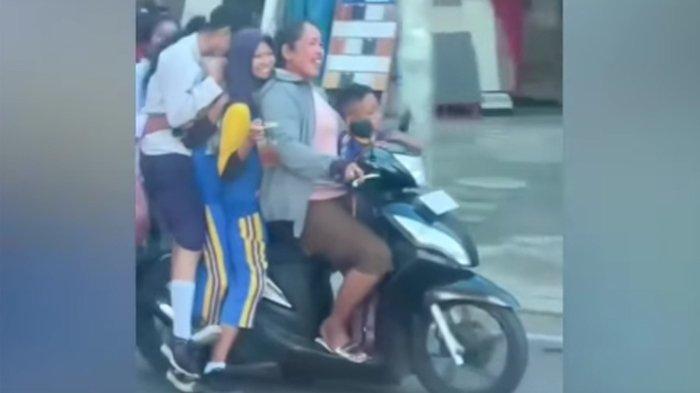 Nasib Emak-emak Viral Naik Motor Bonceng 6 Tanpa Helm Dicari Polisi Kena Tilang, Plat Nomor Mati ...