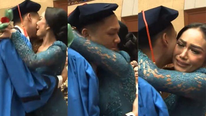 Tangis Haru Kris Dayanti Diberi Bunga dan Dipeluk Azriel saat Wisuda ...