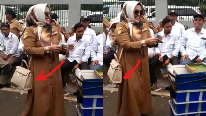 Sosok Wiwin Kades Viral Tenteng Tas Hermes Rp 700 Juta saat Ikut Demo ...