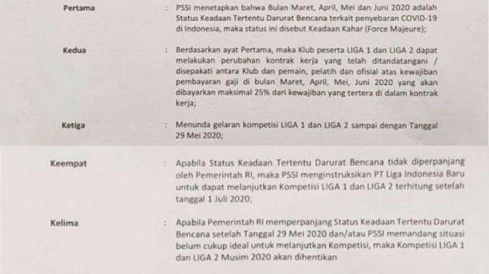 Bocoran Isi Surat PSSI Soal Kelanjutan Liga 1 2020 dan Liga 2 2020 ...