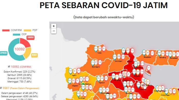 Update Zona Merah Covid-19 Jatim 23 Juni 2020: Surabaya Merah, Kota Malang Orange, Madiun Hijau ...