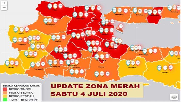 Update Zona Merah di Jatim Sabtu 4 Juli 2020: Surabaya Merah, Kabupaten Malang Orange, Madiun ...
