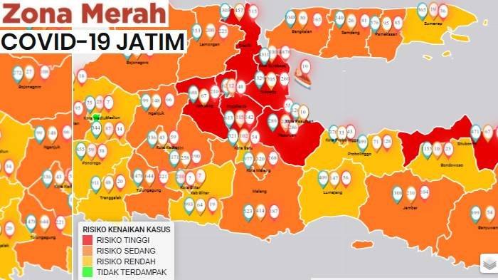 Update Zona Merah di Jawa Timur Rabu 24 Juni: Ponorogo Zona Kuning, Mojokerto Oranye, Madiun ...