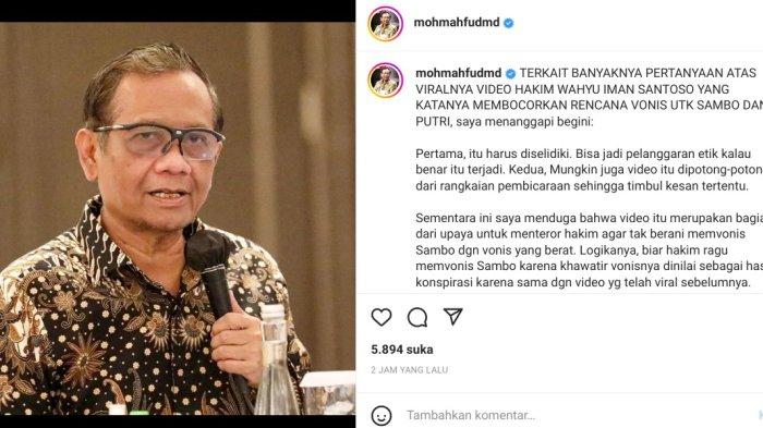 Viral Video Diduga Hakim Bocorkan Vonis Ferdy Sambo, Mahfud MD: Itu Teror! - Tribuntangerang.com