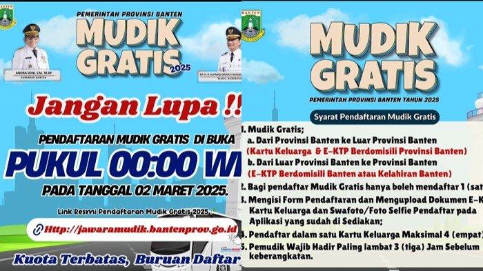 Link Daftar Mudik Gratis Bagi Warga Banten 2025 Dibuka 2 Maret 2025: Berikut Rute dan Cara ...