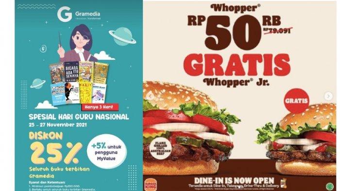 Promo Hari Guru Nasional 2021 Dapatkan Diskon dari Gramedia, Burger King, Ancol dll ...