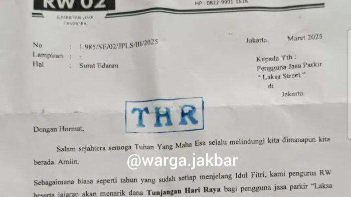 Viral Surat Edaran Minta THR Rp 1 Juta ke Pengusaha di Tambora Jakbar, Pengurus RW Diperiksa ...