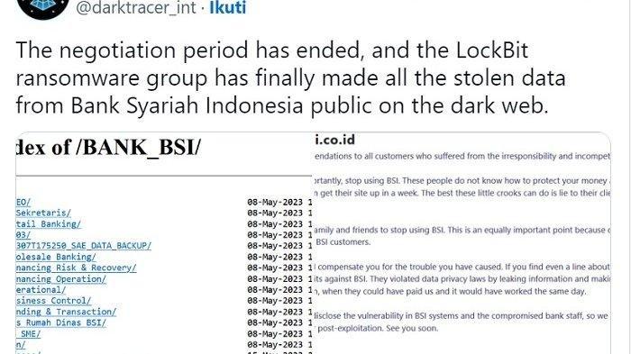 LockBit Anggap BSI Tak Bisa Melindungi Data dan Uang Nasabah, Korban Disarankan Tempuh Jalur ...