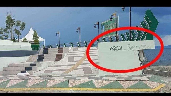 Belum Sampai Sehari Diresmikan, Tembok Zero Point di Halmahera Selatan ...