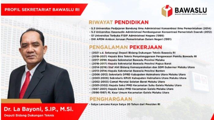 Biodata Profil La Bayoni, Deputi Bawaslu RI, Diusulkan Jadi Kandidat PJ ...