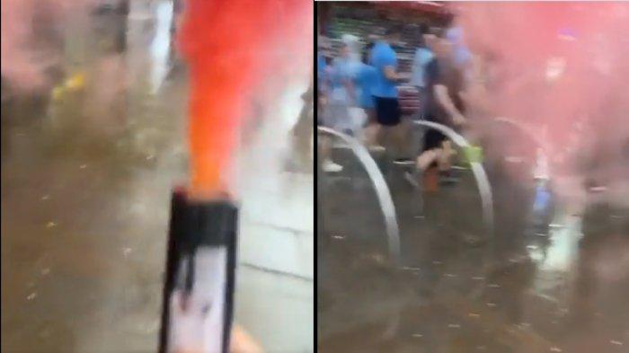 Fans Man United Nekat Nyalakan Flare Merah Dekat Rombongan Biru ...