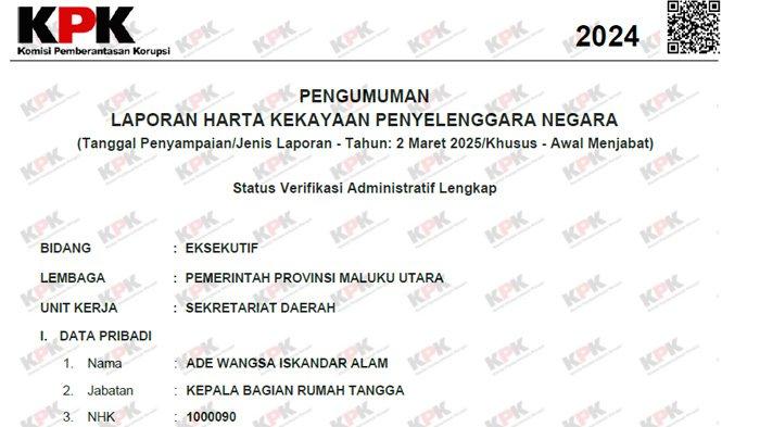 Segini Harta Kekayaan Ade Wangsa, Dilantik jadi Kasubag Tata Usaha ...