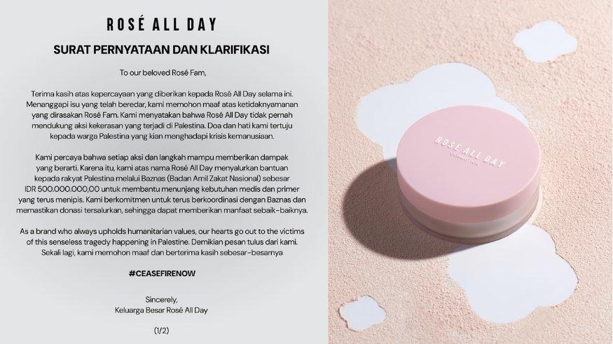 Produk Diboikot usai Dituding Pro Israel, Rose All Day Minta Maaf ...