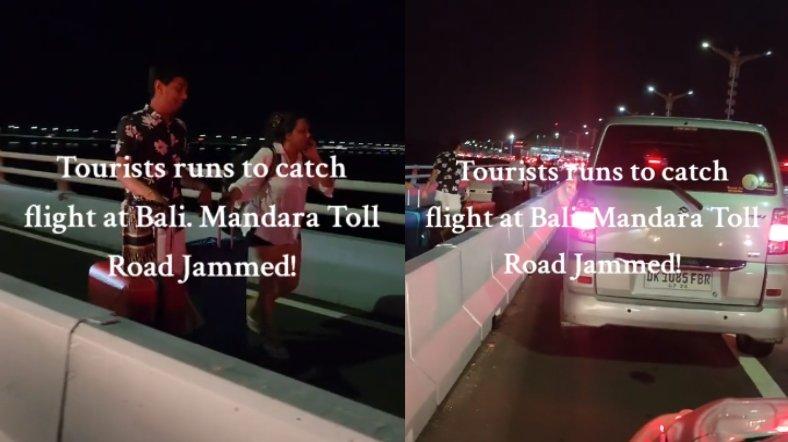 Video Viral di TikTok, Macet Parah di Tol Bali Mandara, Turis Berlarian ...
