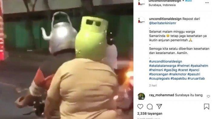 Viral Model Helm Unik Berbentuk Teko dan Tabung Gas, Amankah? - Tribun Travel