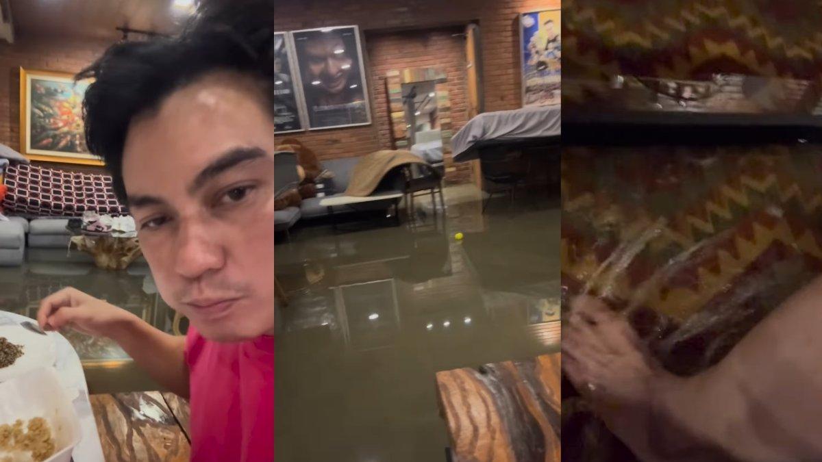 Potret Baim Wong Kebanjiran, Air Cokelat Sudah Masuk Rumah, Ayah Kiano Pasrah - TribunTrends.com