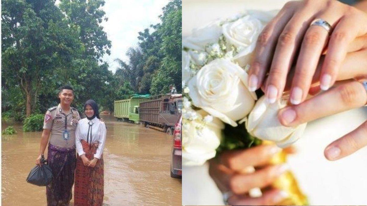 Ujian Cinta Briptu Febbie, Pakai Rakit Jemput Calon Istri Sidang Nikah di OKU Sumsel, Terjang ...
