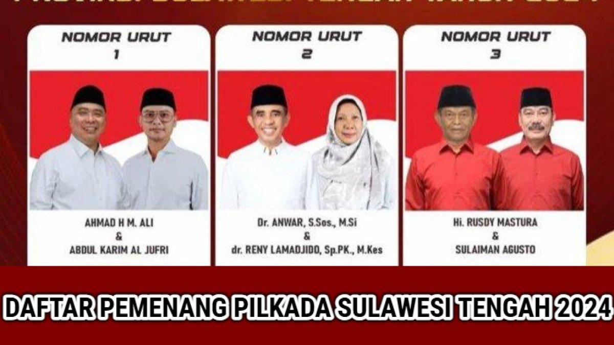 Deretan Pemenang Pilkada Sulteng 2024, Gubernur, Wali Kota, Bupati: Palu, Donggala, Morowali ...