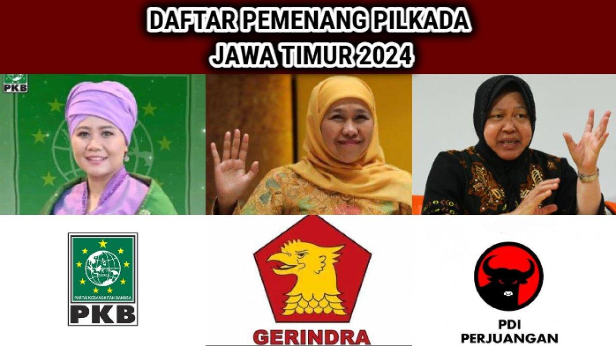 Daftar Pemenang Pilkada Jawa Timur 2024, Provinsi dan Kota/Kabupaten: Khofifah-Emil Menang ...