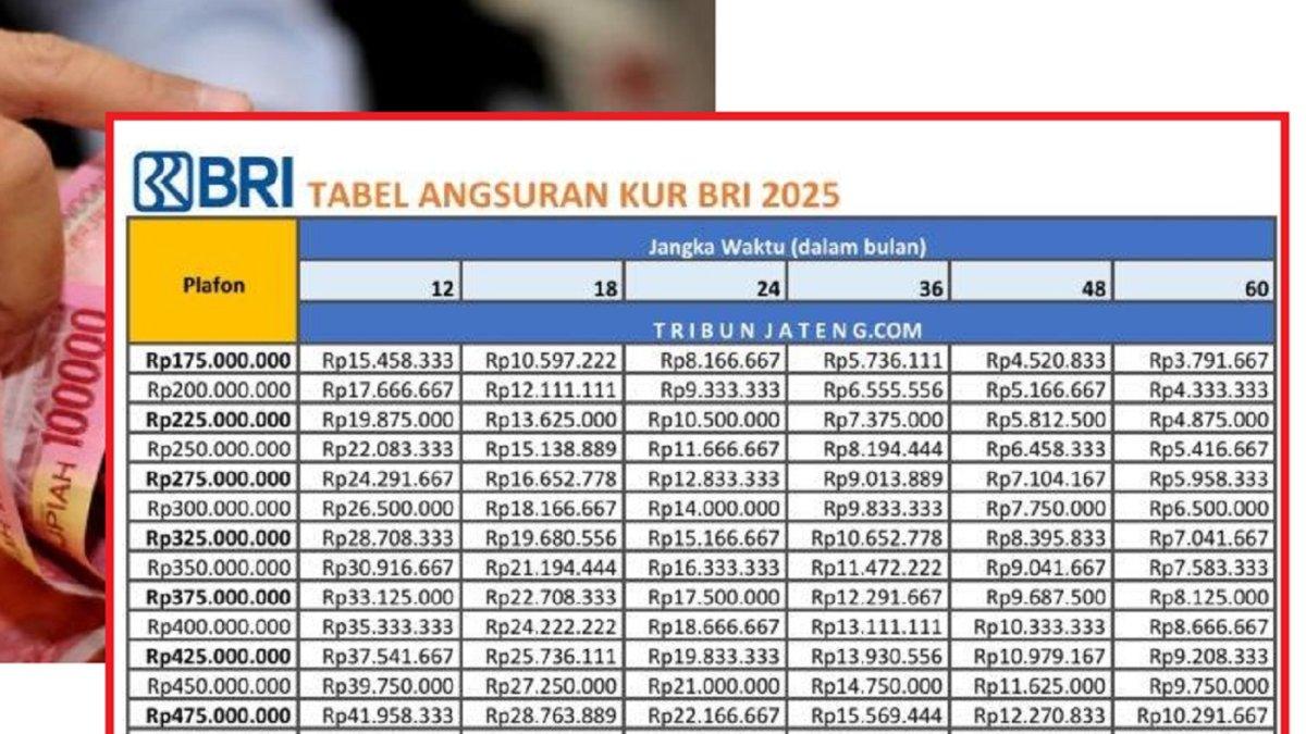 Terbaru! Tabel Kredit Usaha Rakyat atau KUR BRI 2025, Pinjam Hingga Rp ...