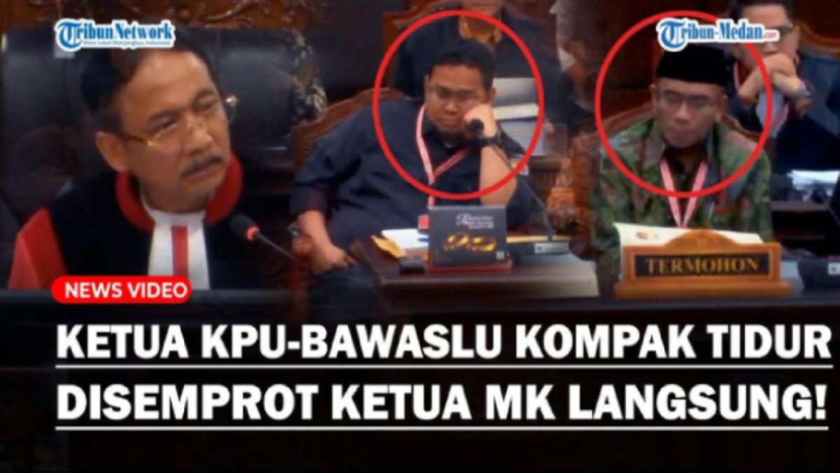 Detik-detik Ketua KPU dan Bawaslu Kompak Tidur di Sidang Sengketa Pilpres, Langsung Ditegur ...