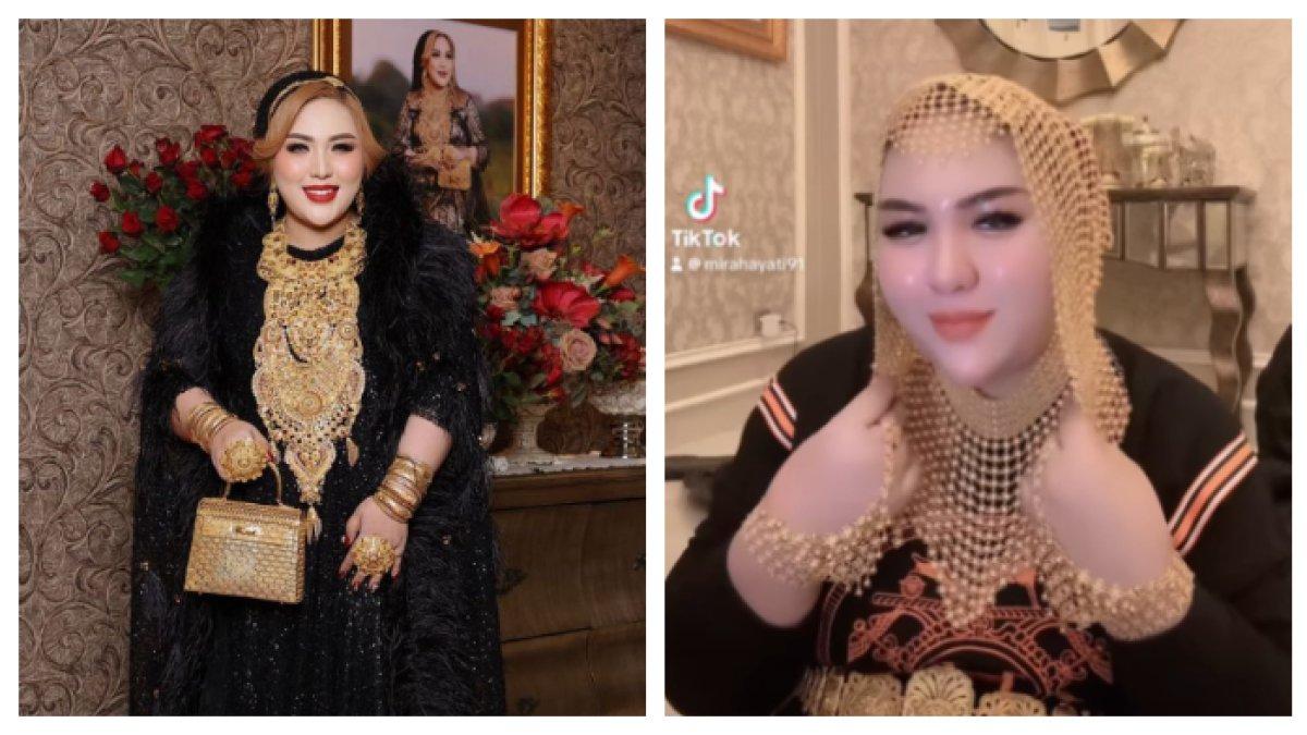 Dulu Viral Tas Emasnya, Mira Hayati Kini Pamer Pakai Kerudung dari Emas ...