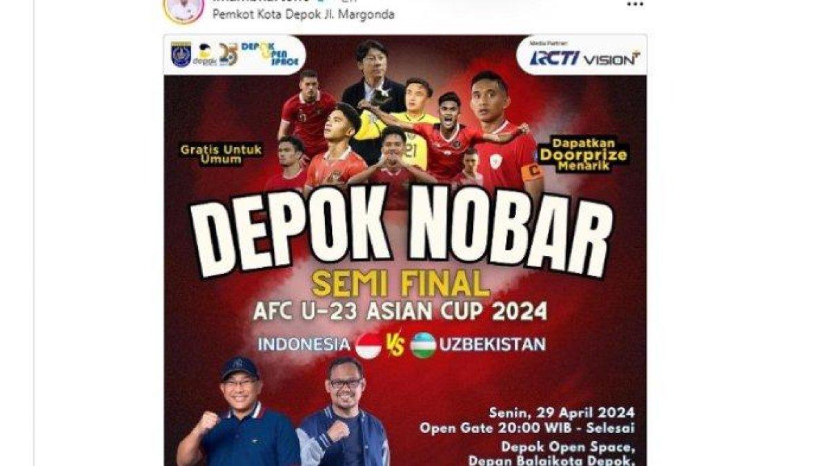 Gratis! Lokasi Nobar Timnas Indonesia vs Uzbekistan Piala Asia U23 2024 di Jakarta, Depok ...