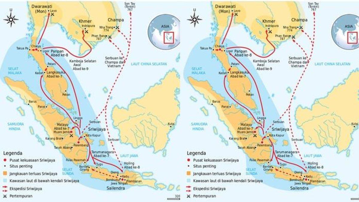 Kunci Jawaban Sejarah Kelas 10 SMA Halaman 156: Peta Jaringan Perdagangan Sriwijaya dan ...