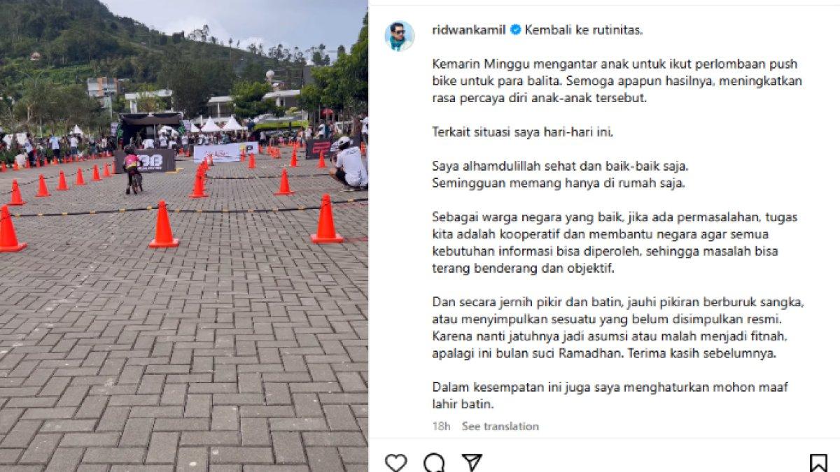 Potret Perdana Ridwan Kamil Muncul ke Publik usai KPK Geledah Rumahnya ...