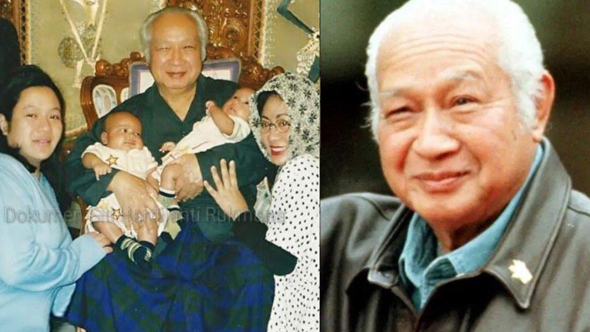 Senyum Bahagia Soeharto Gendong Cicitnya yang Kembar Anak Danty Rukmana ...