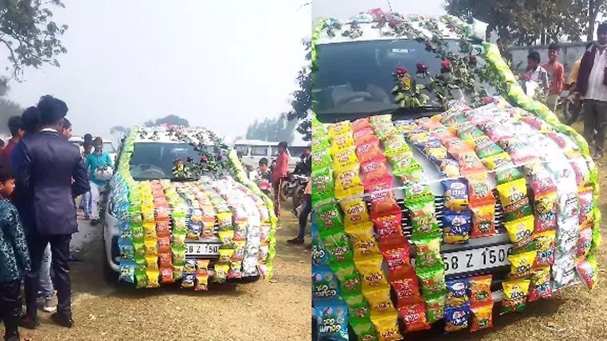 Bukan dengan Bunga, Mobil Pengantin di India Malah Dihias Pakai Jajan ...