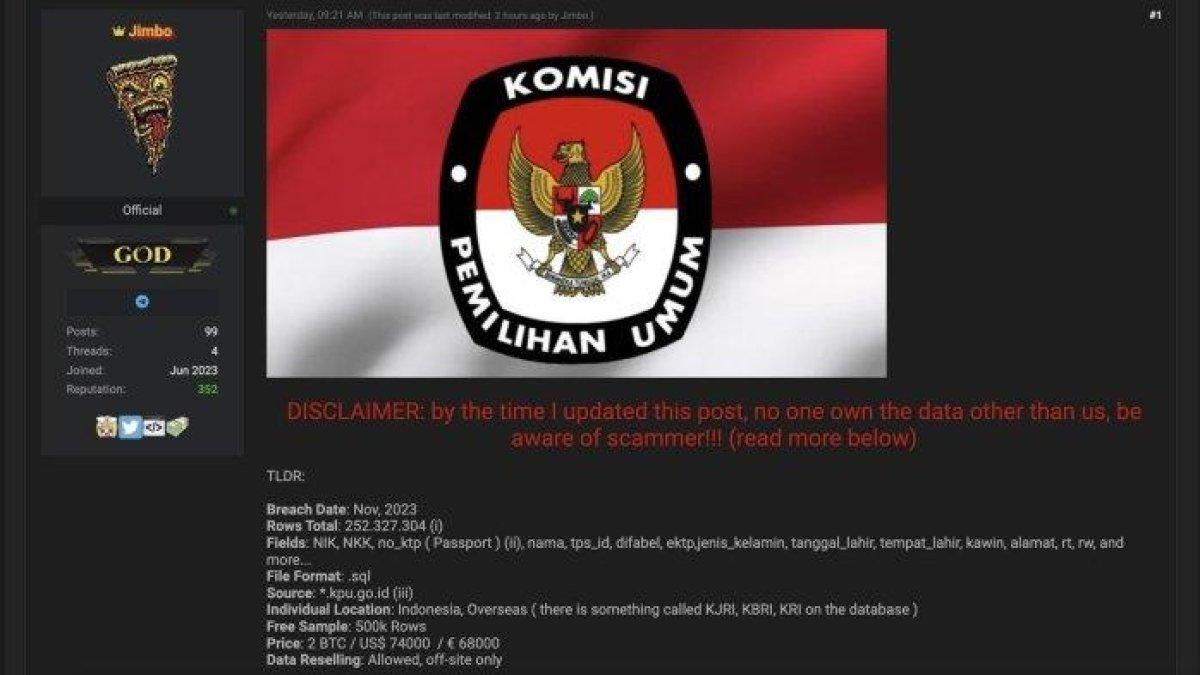 Sosok Hacker Jimbo Diduga Bobol Situs KPU, Jual Data Pemilih Sekitar Rp1,1 M, Nyamar Jadi Admin ...