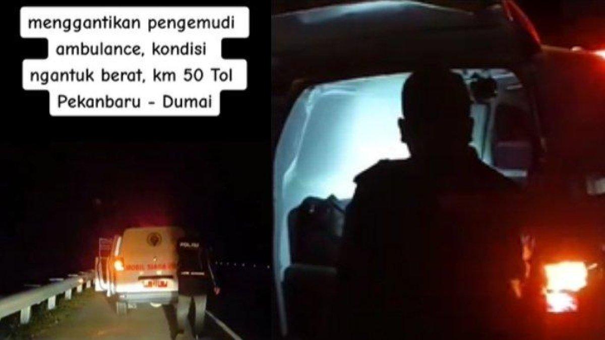 MOBIL Menepi, Sopir Ambulans Ngantuk, Polisi Gantikan Nyetir Bawa Pasien Darurat, Aksinya Viral ...