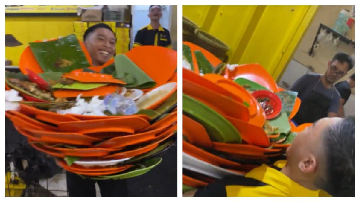 VIRAL Pelayan Rumah Makan Angkat Piring Kotor hingga Menumpuk Tinggi ...