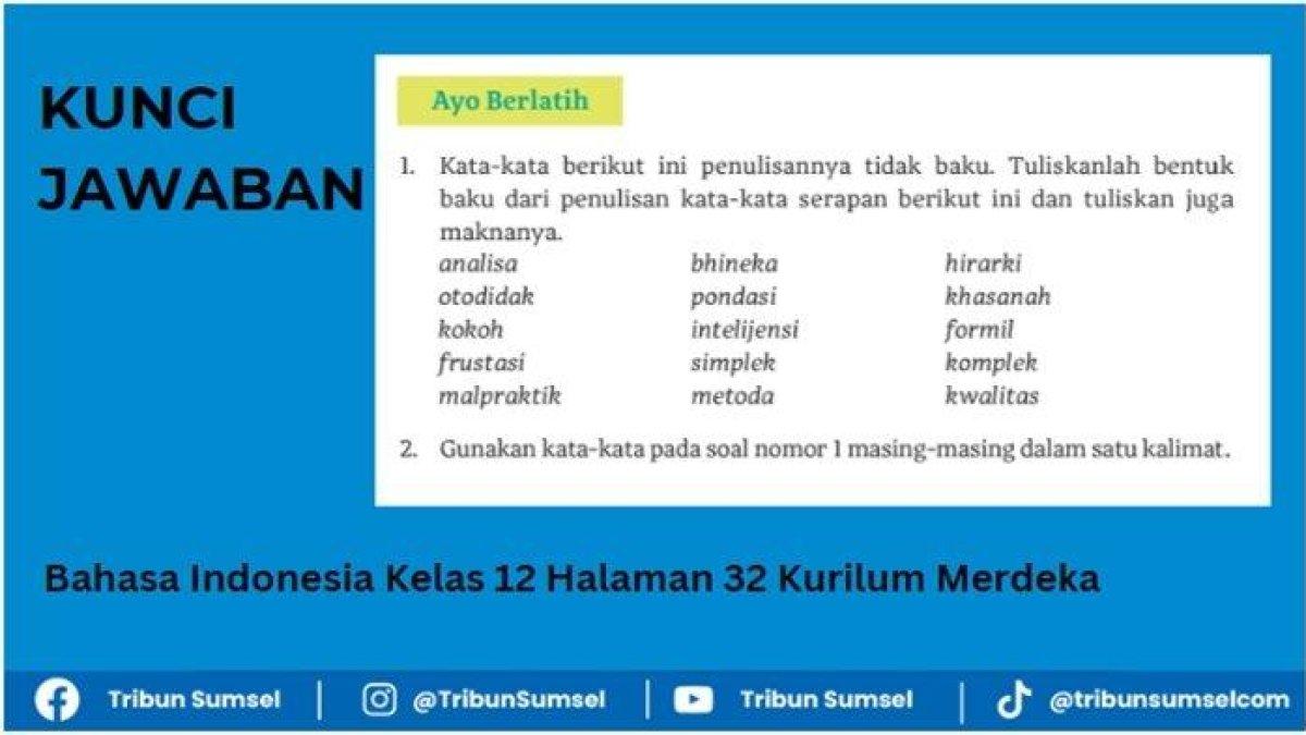Kunci Jawaban Bahasa Indonesia Kelas 12 Halaman 32, Contoh Kalimat ...