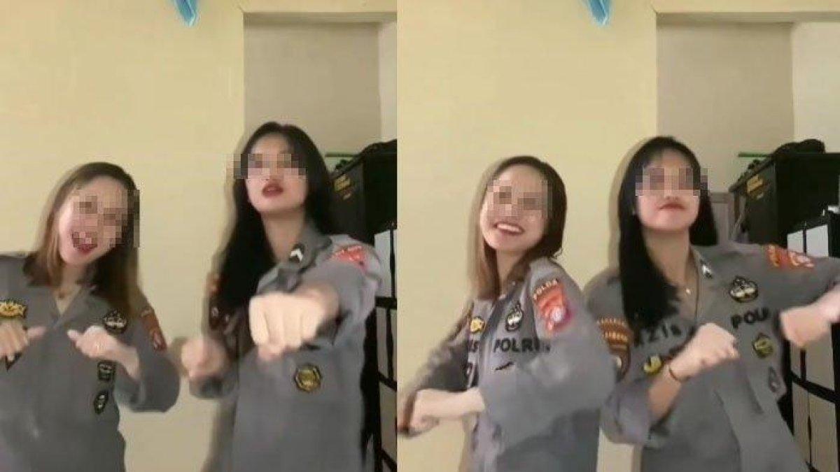 GIRANG Joget-joget Pakai Seragam Polisi, 2 Wanita Ini Lesu Minta Maaf ...