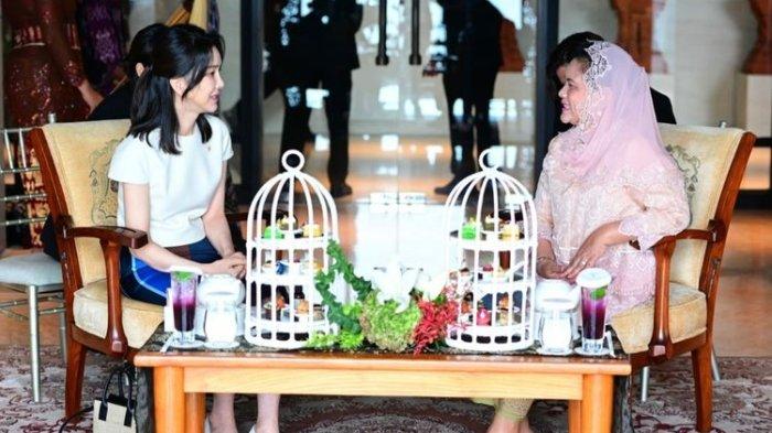 Iriana Sambut Ibu Negara Korea Kim Keon-hee, Kenalkan Tenun Endek, Lalu Ngeteh Bareng di Hotel ...