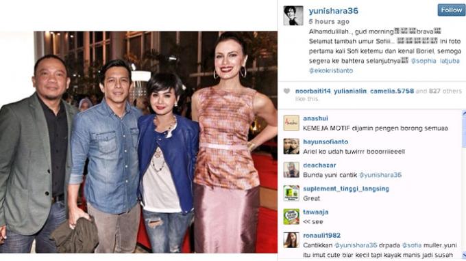 Yuni Shara Pasang Foto Pertemuan Pertama Sophia Latjuba dan Ariel - TribunNews.com