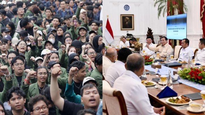 Prabowo Makan Siang Bersama Menteri saat Mahasiswa Demo 'Indonesia Gelap' - TribunNews.com